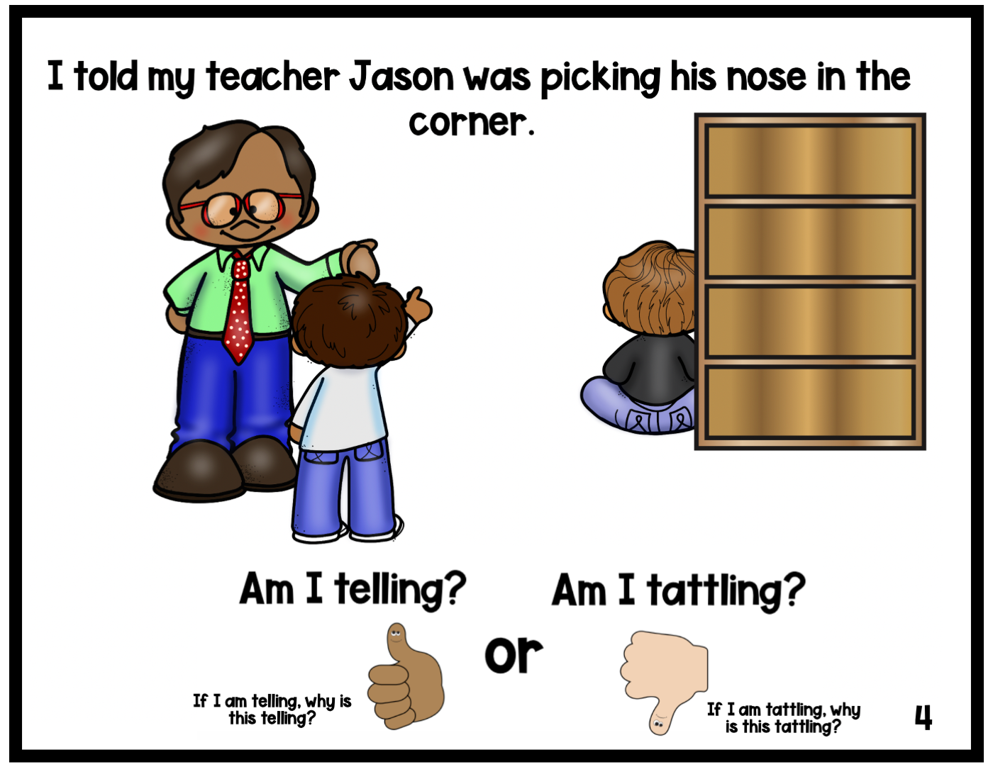 Tattling or Telling Social Skills Lesson For Children - Annie's Classroom